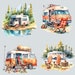 Adventure Campers Clipart, Watercolor Cute Caravan PNG Digital Clip Art ...