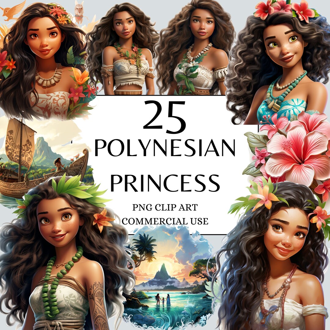 Polynesian Princess Clipart, Fantasy Princess PNG, Watercolor Fantasy ...