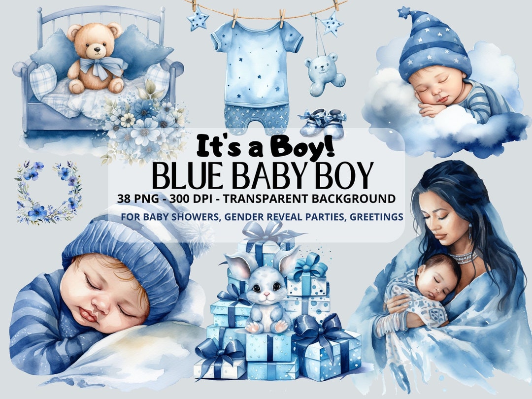Baby Boy Bundle,watercolor Clipart,baby Shower,newborn Baby, Clipart ...