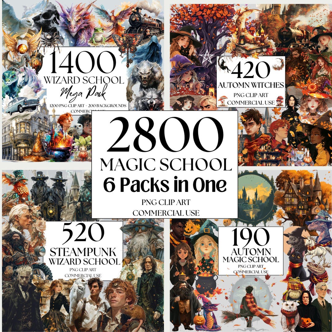 2800 Wizard School Clipart Mega Bundle, 6 Packs in One, Magic Potions ...