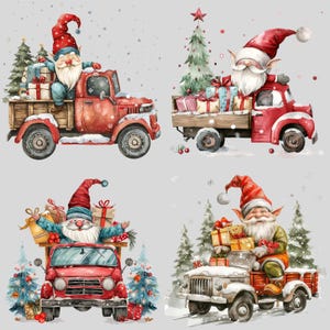 11 Santa and Christmas Truck Clipart Bundle for Digital Download and ...