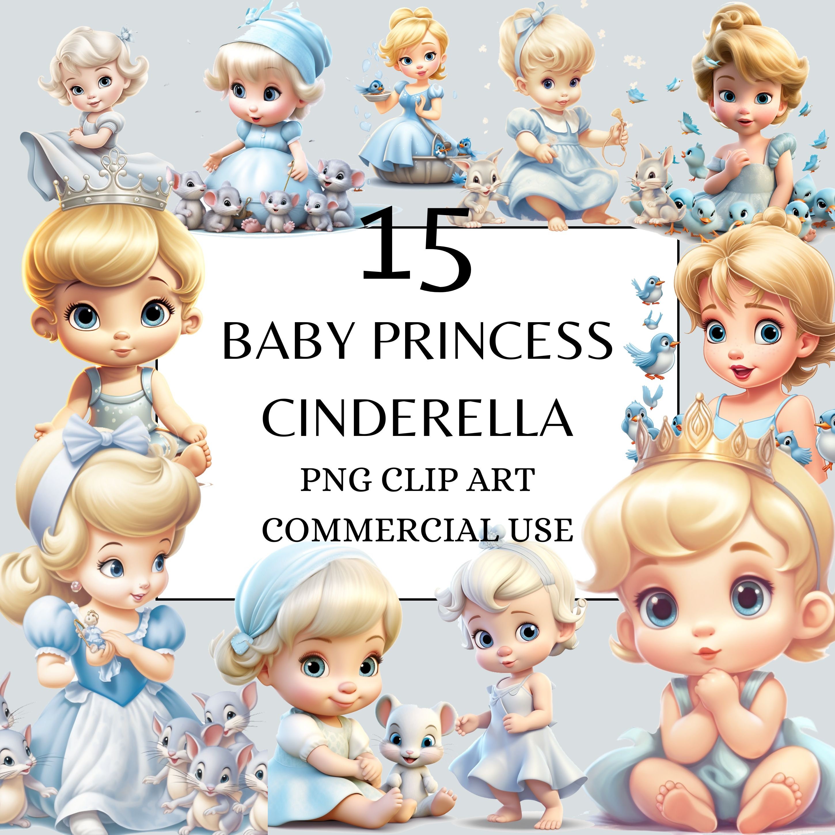 Baby Princess Cinderella Clipart PNG Commercial Use - Etsy UK