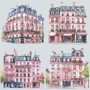 Pink Paris Clipart, PNG Watercolor Romantic Paris Clipart, French ...