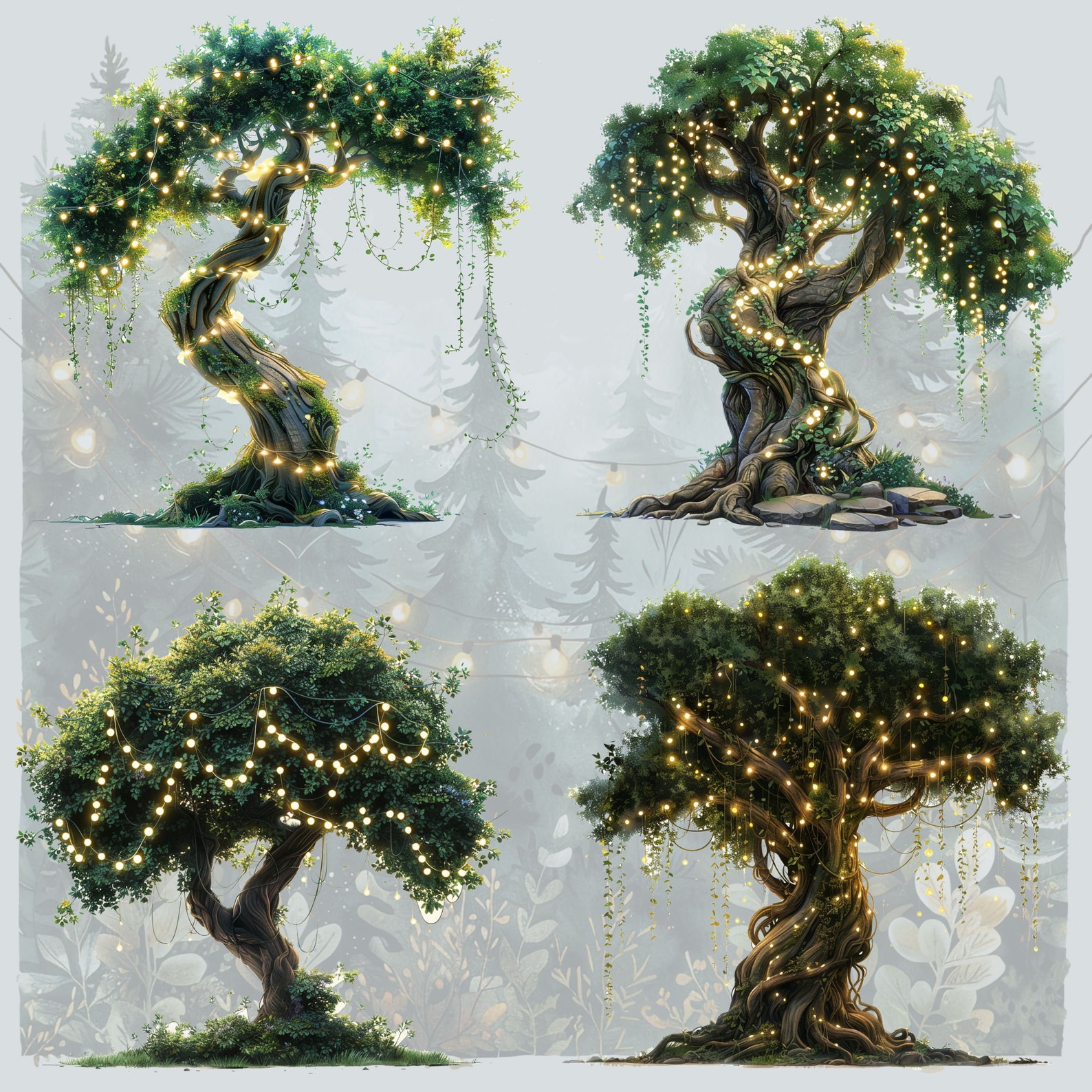 Fairy Tree Clipart, Enchanted Forest Clipart, Faery Tree Clipart ...