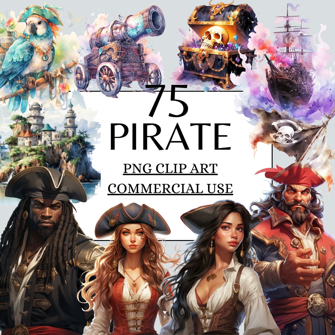 Pirate Clipart Watercolor Pirate Clipart Bundle, Pirate Ship Clipart ...