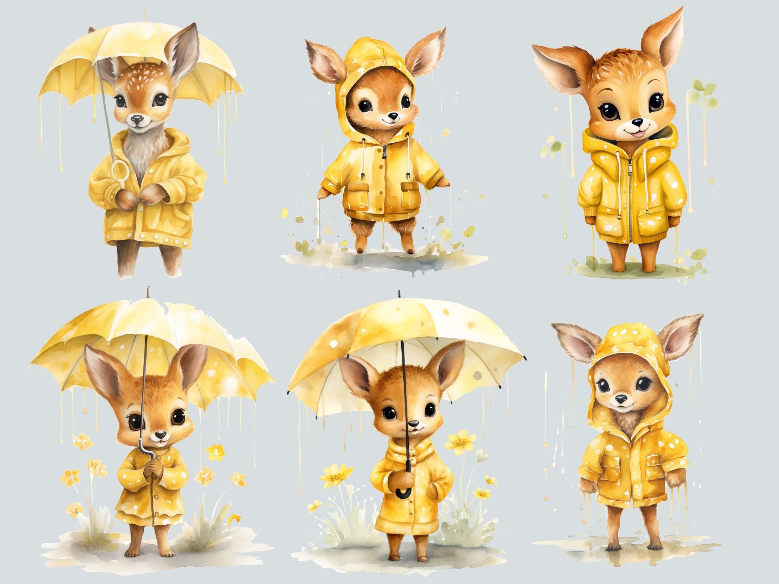 Fawn in Raincoat Clipart, Animals in Raincoat, Cute Fawn Clipart PNG ...