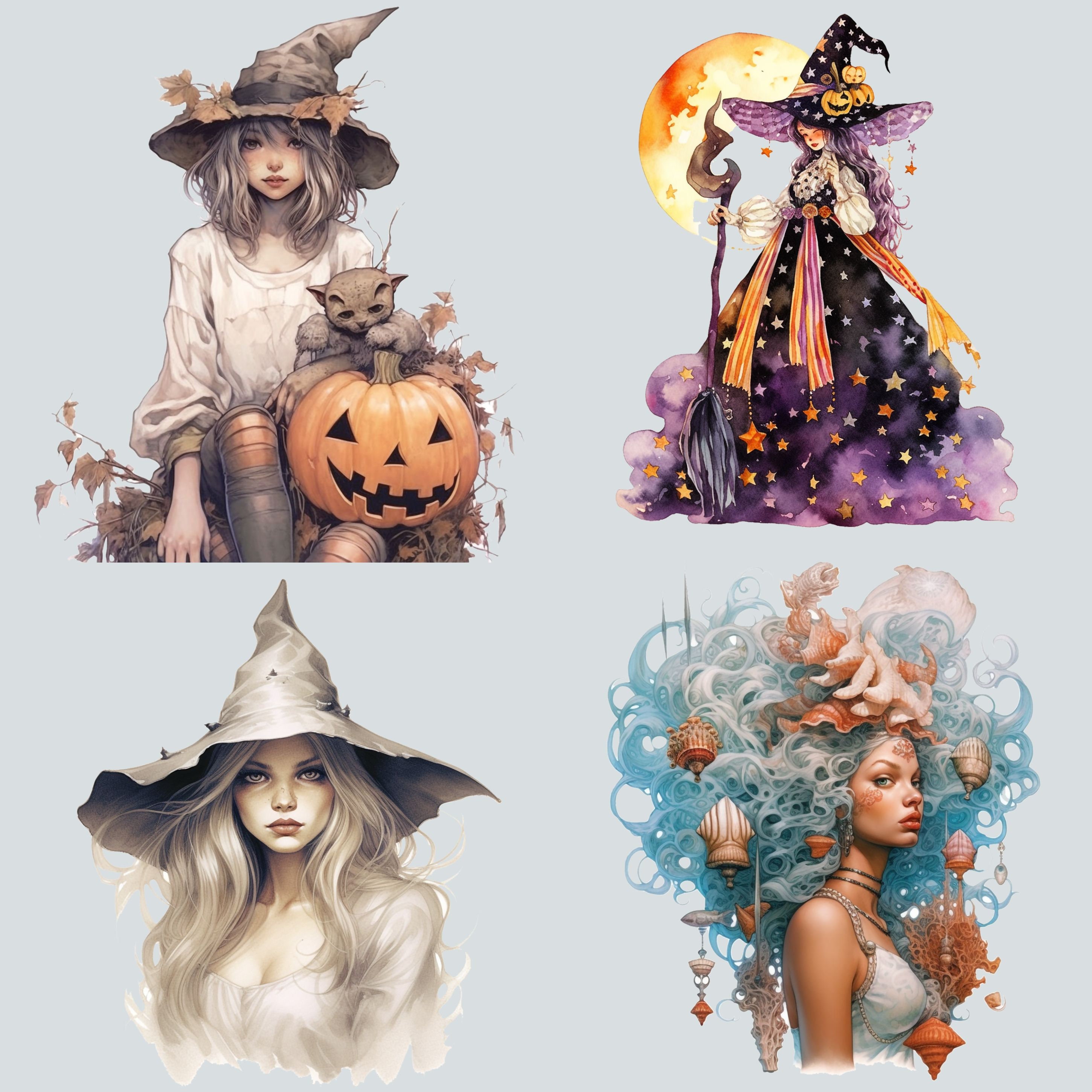 610 Halloween Witch Clipart PNG Full Commercial Use - Etsy