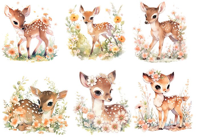 Fawn Clipart PNG Digital Crafting and Paper Crafts, Watercolor Baby ...