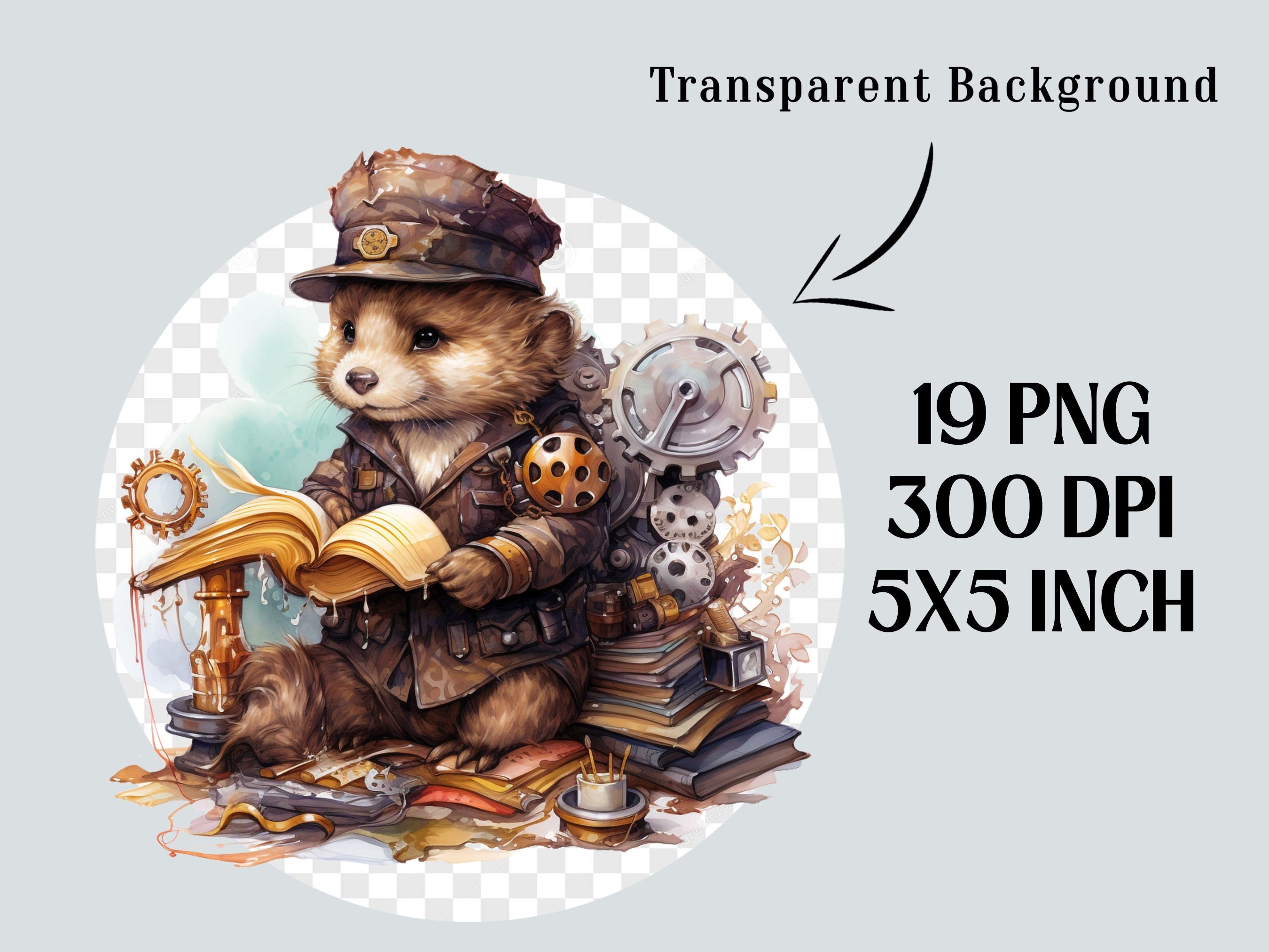 Steampunk Otter Bundle, PNG Steampunk Cliparts, Junk Journal ...