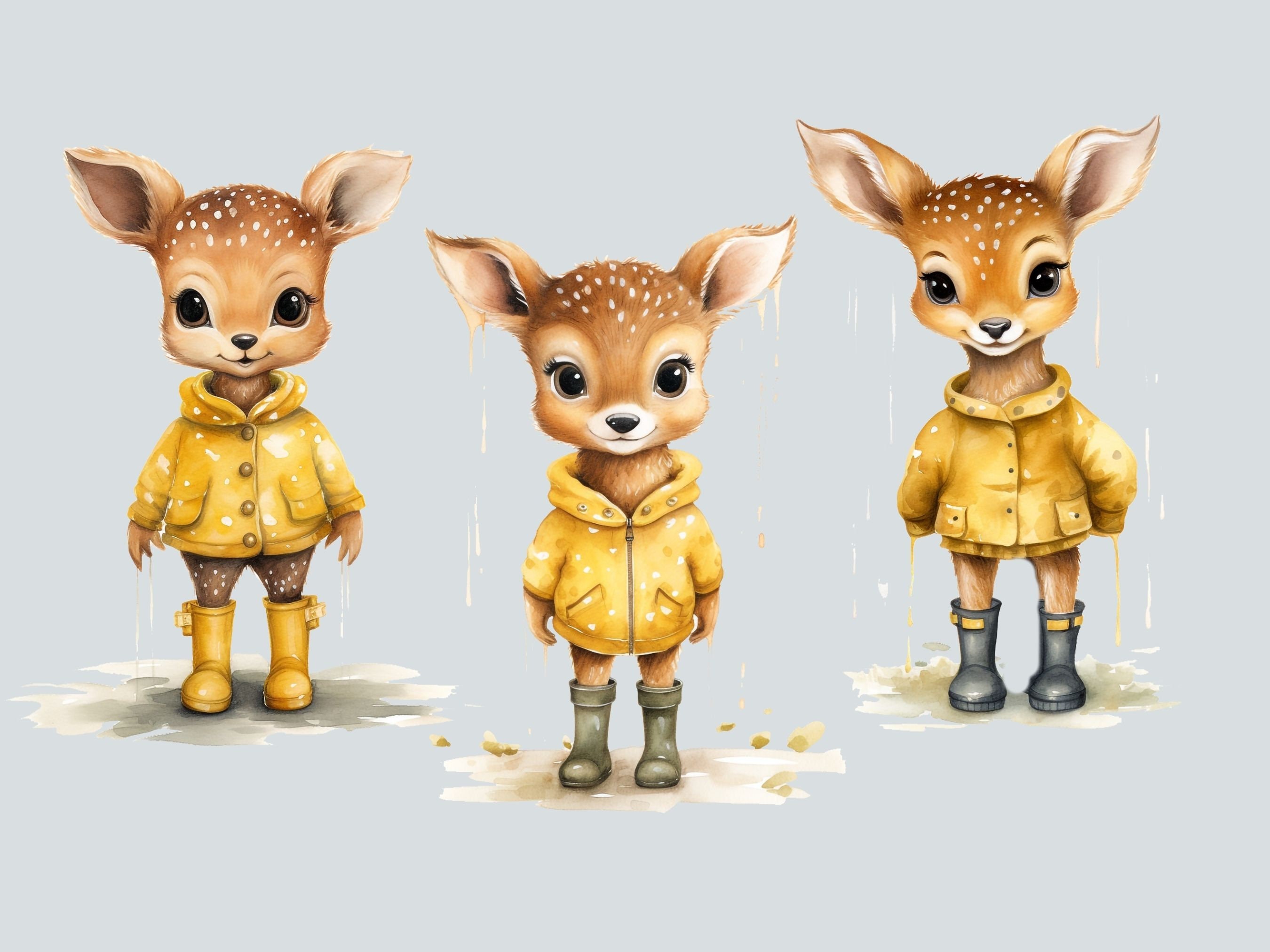 Fawn in Raincoat Clipart, Animals in Raincoat, Cute Fawn Clipart PNG ...