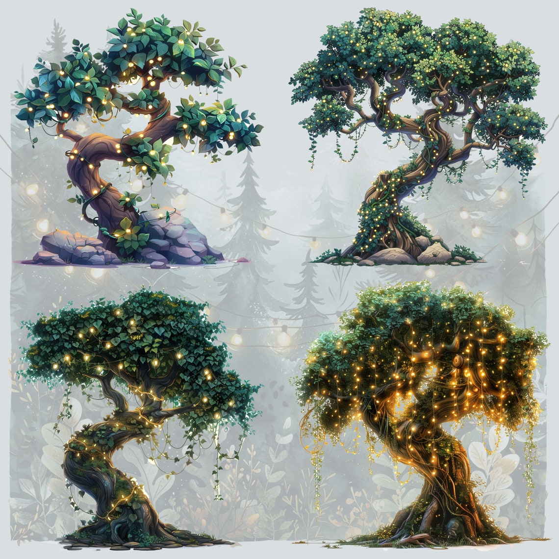 Fairy Tree Clipart, Enchanted Forest Clipart, Faery Tree Clipart ...