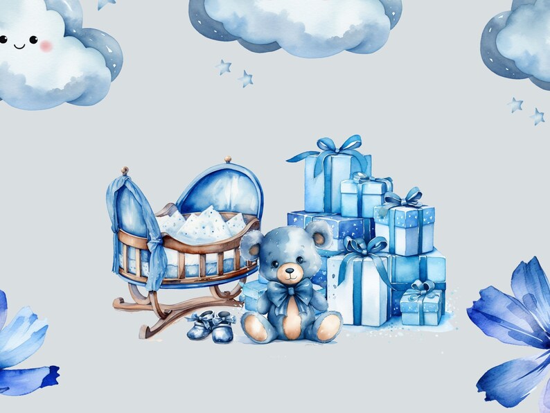 Baby Boy Bundle,watercolor Clipart,baby Shower,newborn Baby, Clipart ...