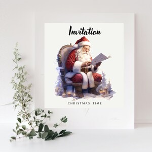 Santa Reading Letters Clipart Watercolor, Christmas Clipart Santa PNG ...
