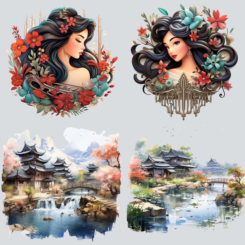Asian Princess Clipart Pack, PNG Clipart With Full Commercial Use ...