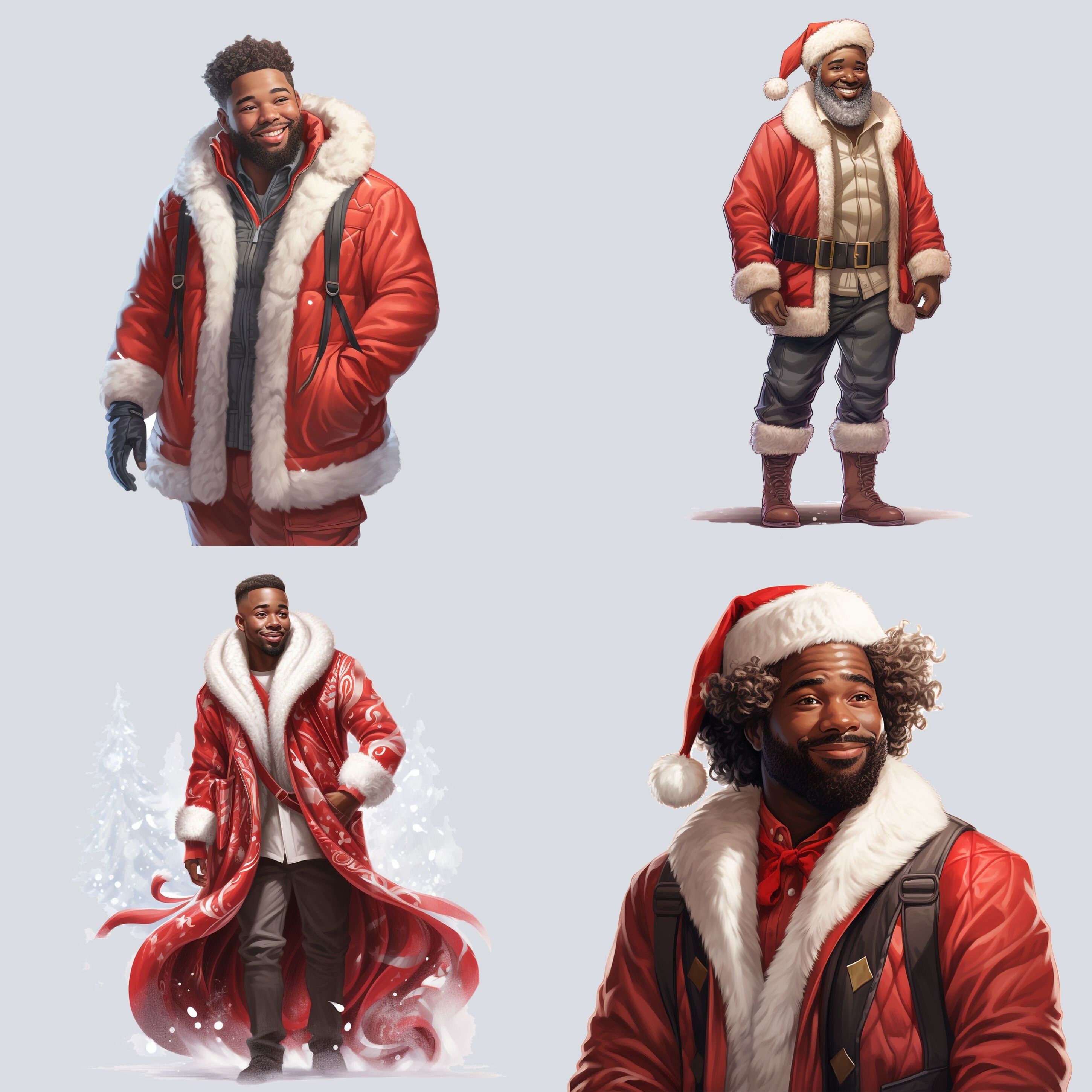 African American Santa Clipart, Black Santa Clipart, Santa Claus ...