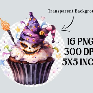 Halloween Cupcake Clipart Pumpkin Cupcake Watercolor Clipart Skull ...