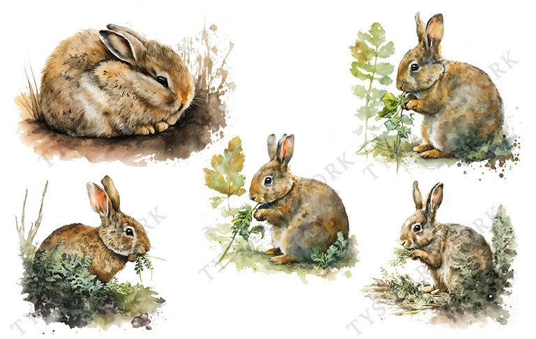 Woodland Rabbit Clipart Watercolor Woodland Baby Animals - Etsy