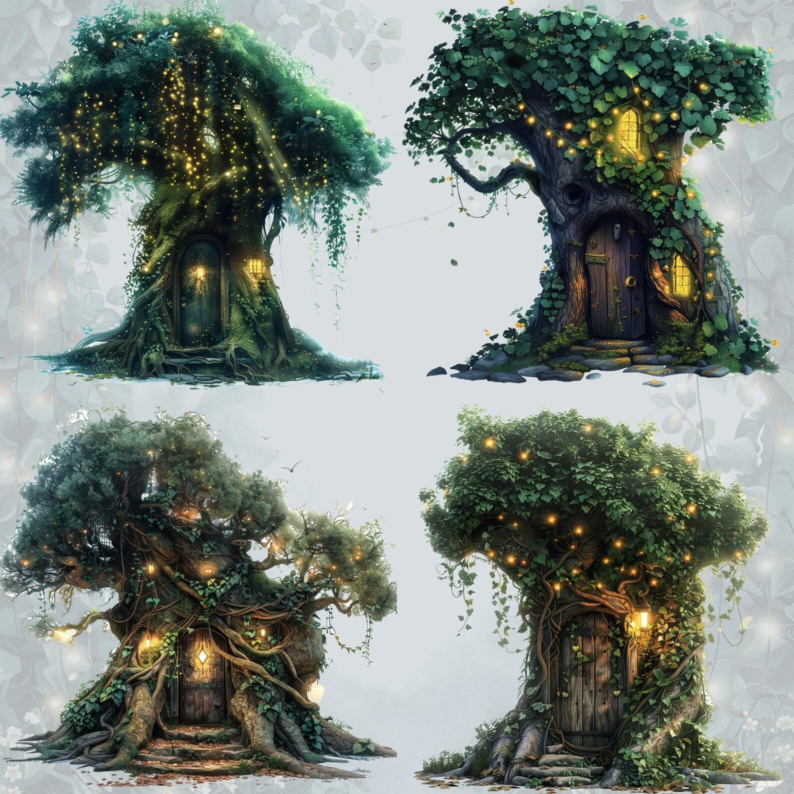 Fairy Tree House Clipart, Enchanted Forest Clipart, Woodland Fairy Tree ...