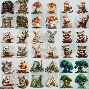 Boho Woodland Animals Watercolor Clipart Bundle | Card Making | Cute ...