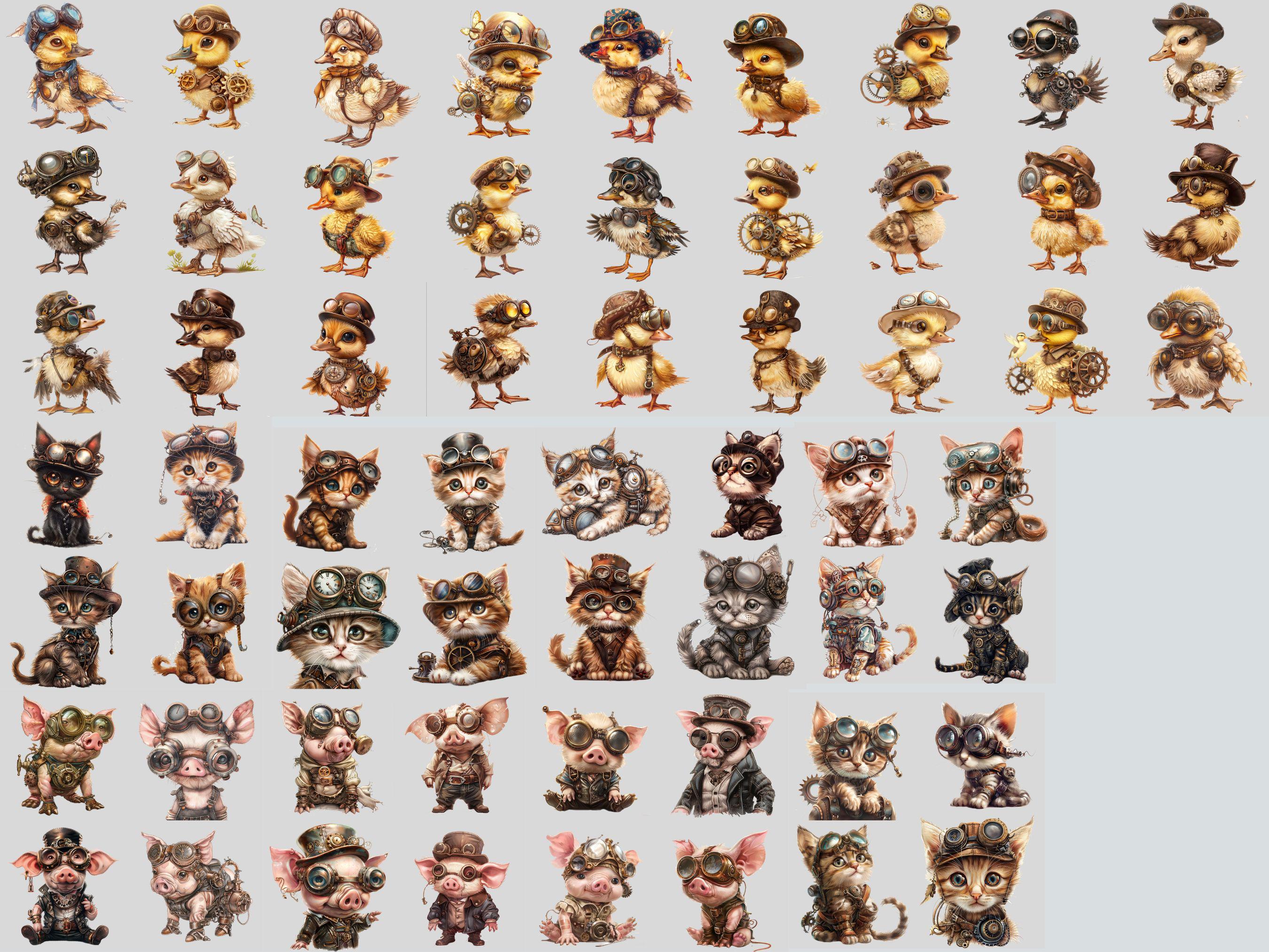 Steampunk Animals Mega Bundle Clipart - 440 Steampunk Clipart, Digital ...