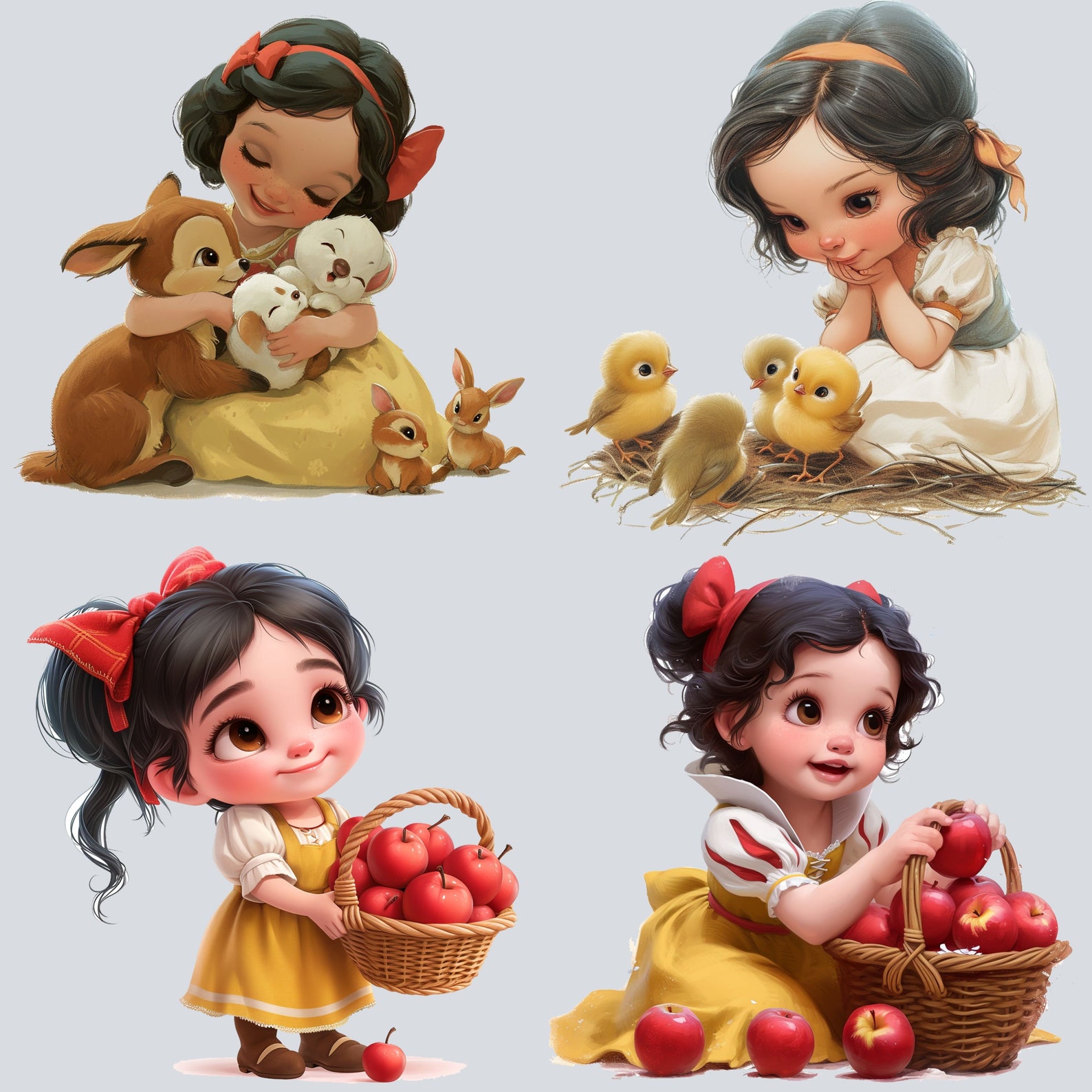 Baby Red Apple Princess Clipart Commercial Use Instant Download ...