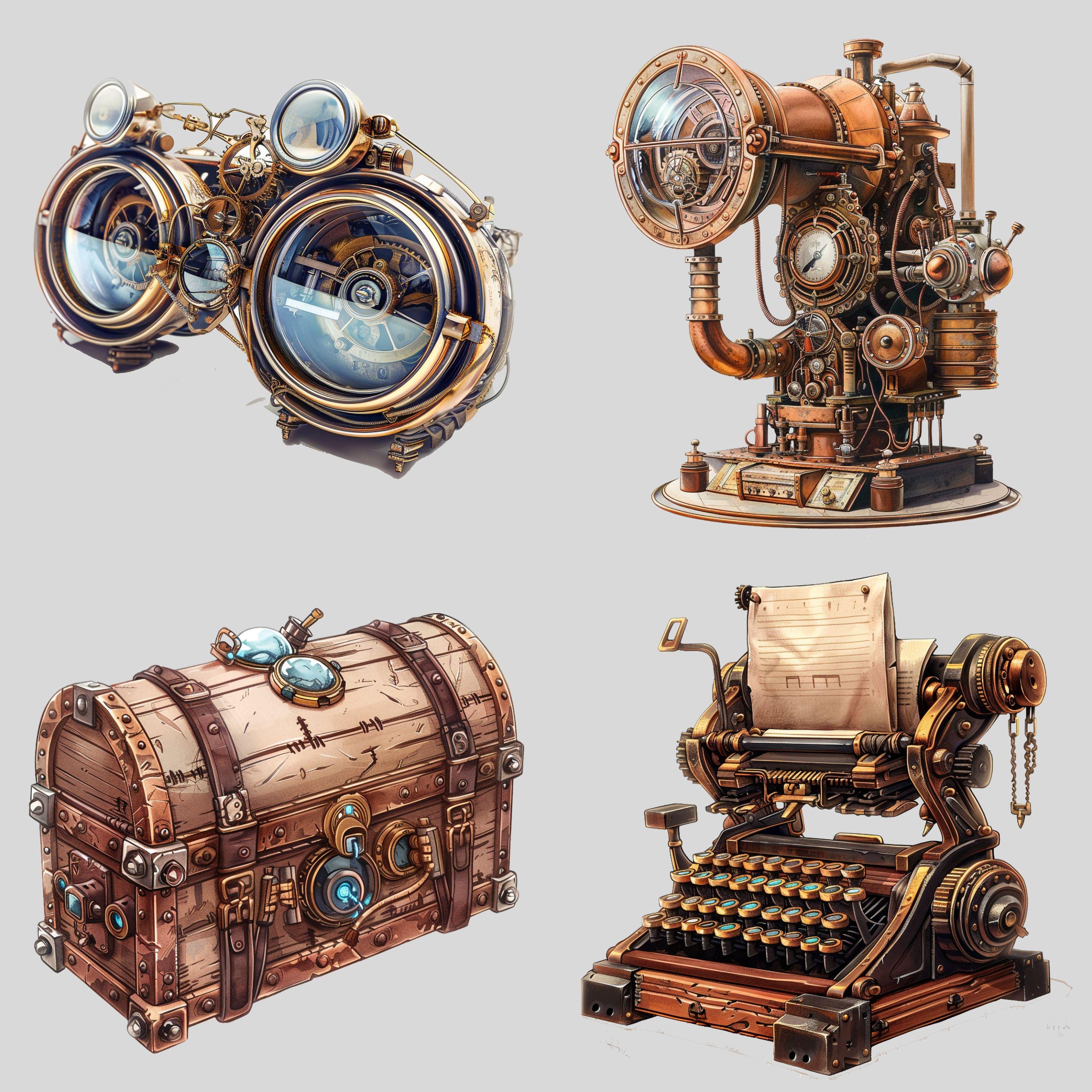 Steampunk Gadgets Clipart Bundle - Watercolor Steampunk Clipart ...