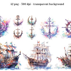 Pirate Clipart Watercolor Pirate Clipart Bundle, Pirate Ship Clipart ...