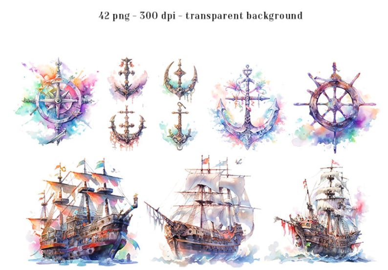 Pirate Clipart Watercolor Pirate Clipart Bundle Pirate Ship - Etsy