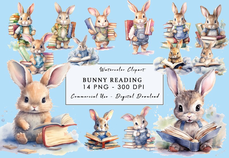 Baby Bunny Clipart, Cute Bunny Clipart, Bunny Print, Commercial Use ...