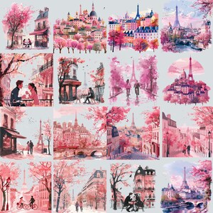 Pink Paris Clipart, PNG Watercolor Romantic Paris French Clipart Haute ...