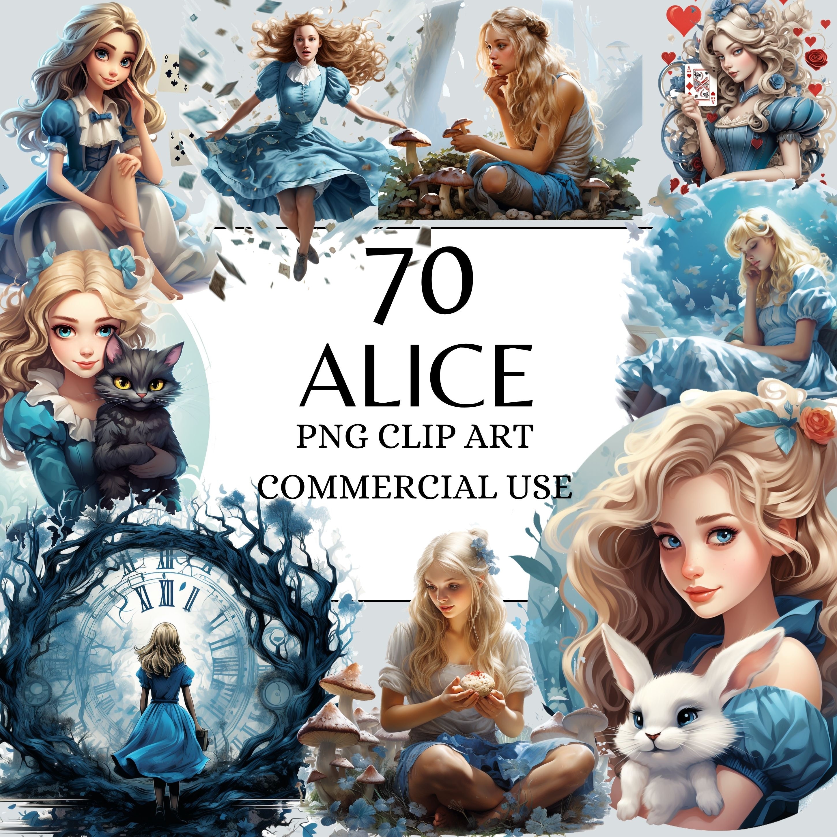 Alice Clipart Wonderland Clipart PNG Commercial Use - Etsy France