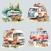 Adventure Campers Clipart, Watercolor Cute Caravan PNG Digital Clip Art ...
