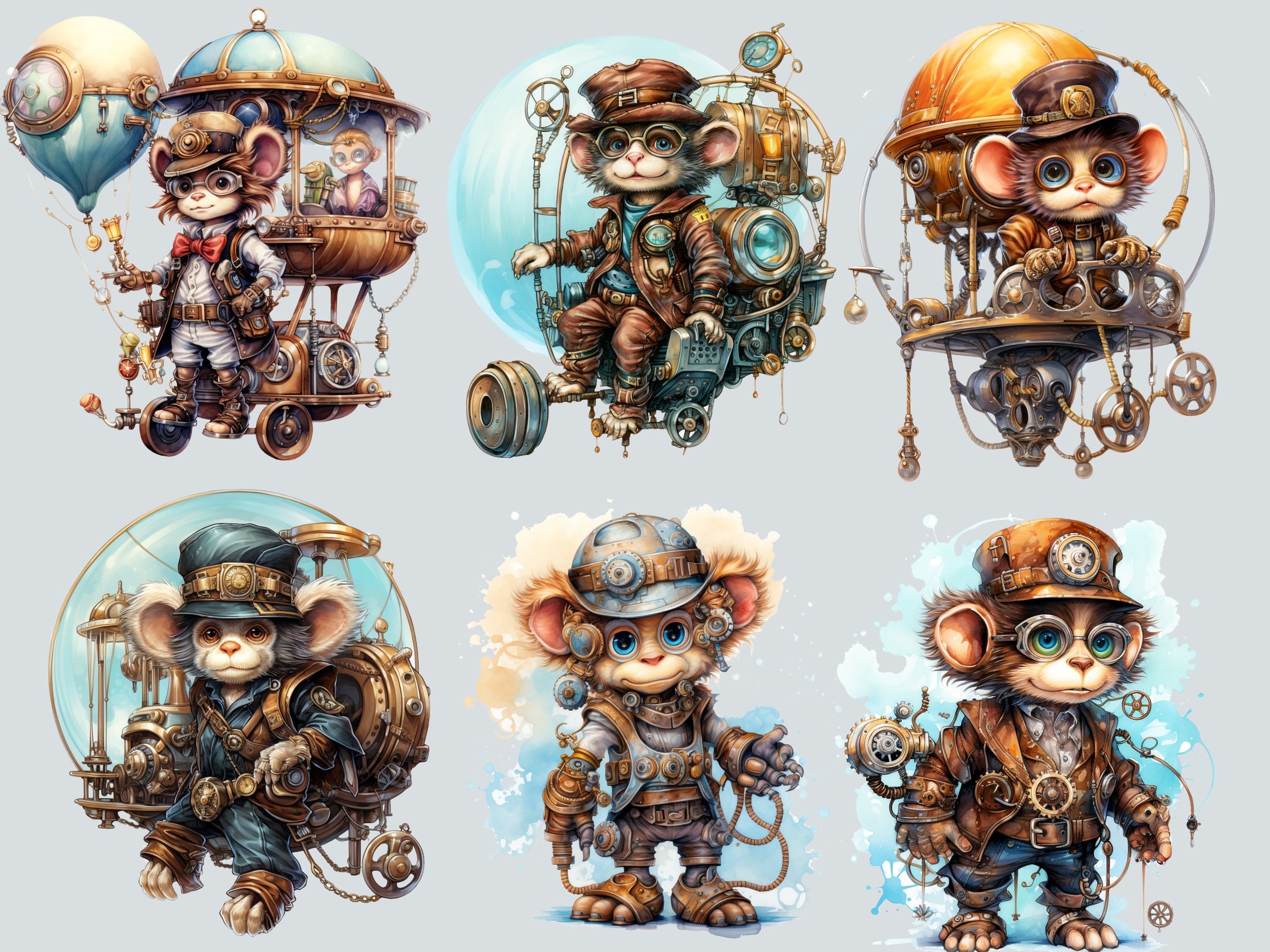 Steampunk Monkey Bundle PNG Steampunk Clipart Junk Journal - Etsy