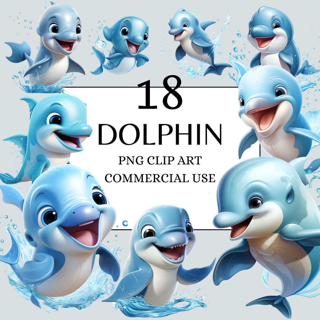 Dolphin Clipart Baby Dolphinwatercolor Ocean Animals Nautical Clipart ...