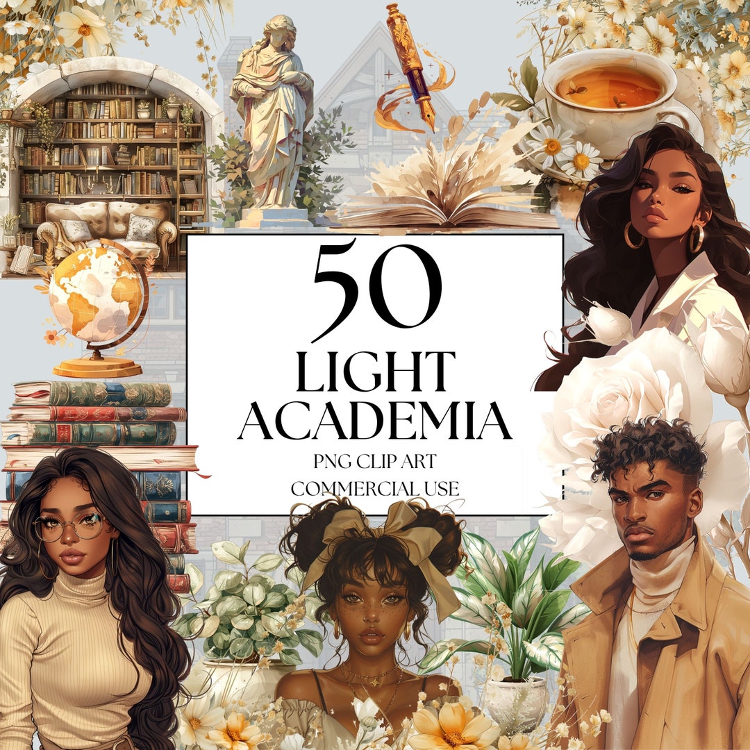 Light Academia Clipart Black Woman Clipart Black Man Clipart, Book ...