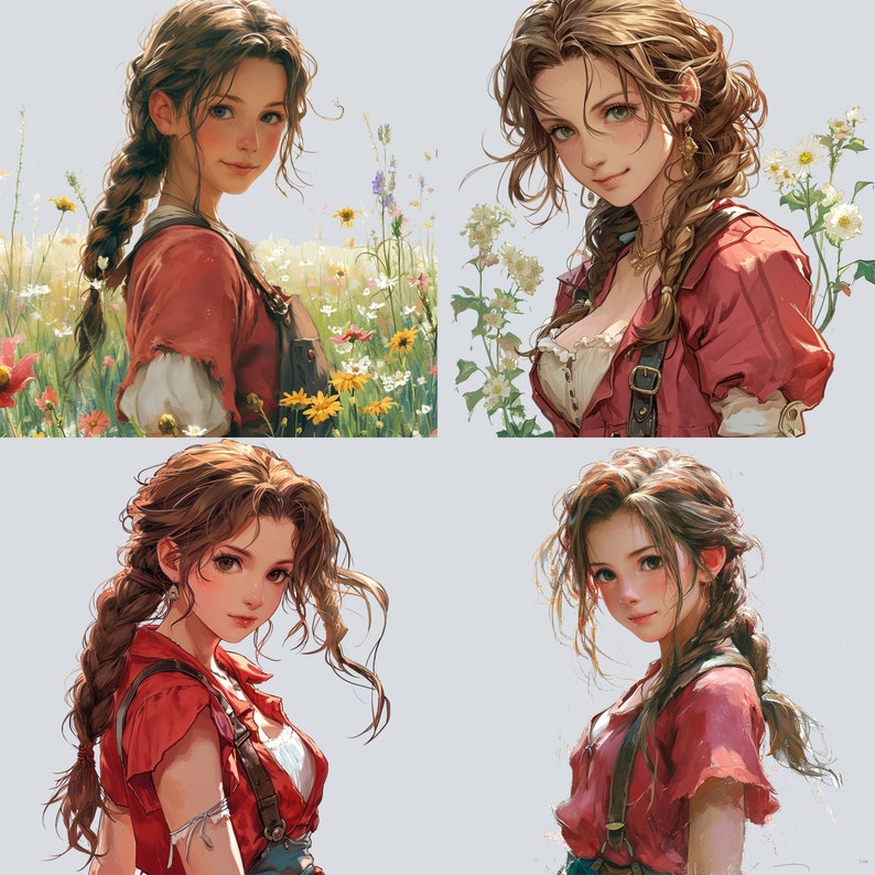 Aerith Clipart, Watercolor Aerith Clipart, Flower Girl Clipart, Yellow ...