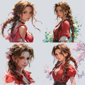 Aerith Clipart, Watercolor Aerith Clipart, Flower Girl Clipart, Yellow ...