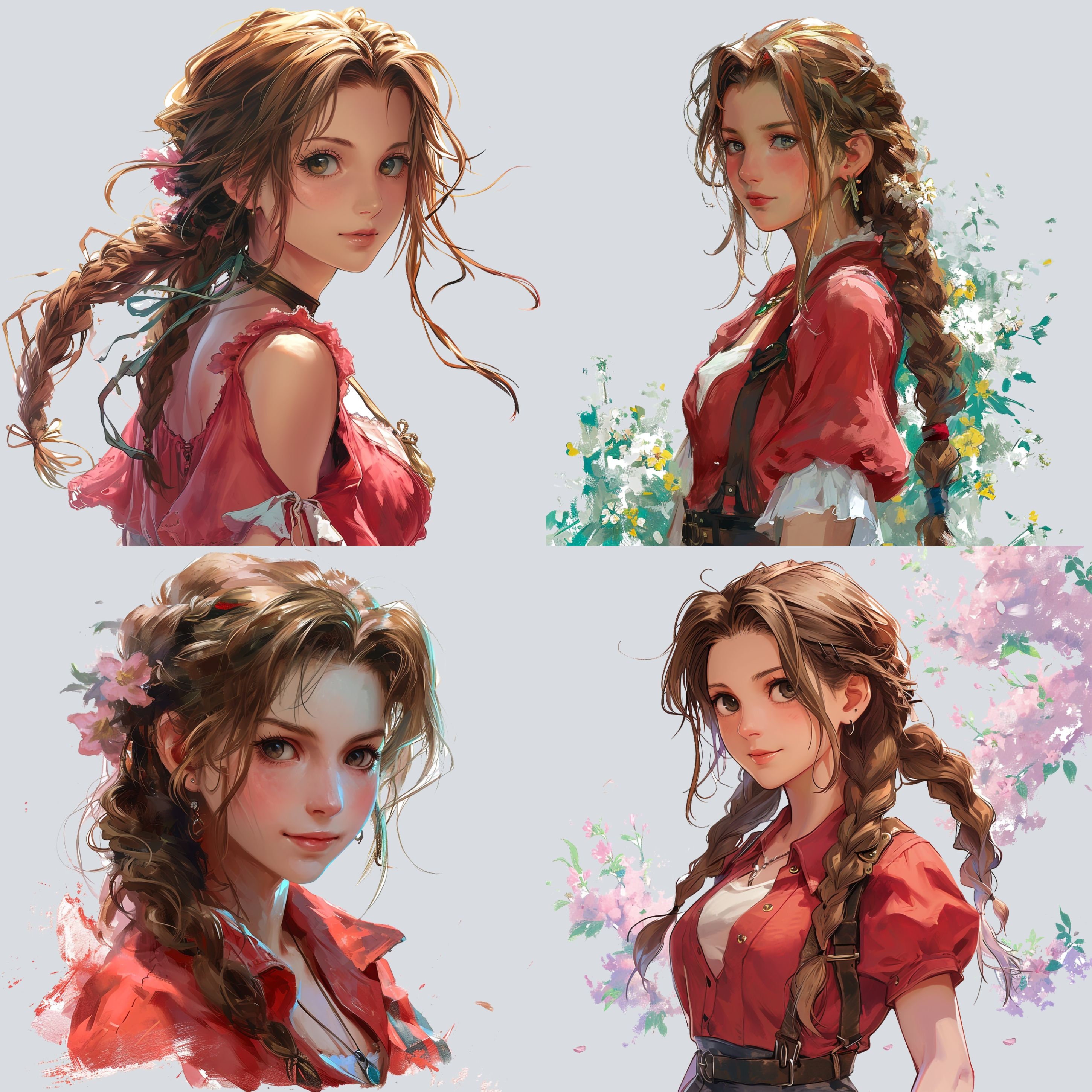 Aerith Clipart, Watercolor Aerith Clipart, Flower Girl Clipart, Yellow ...
