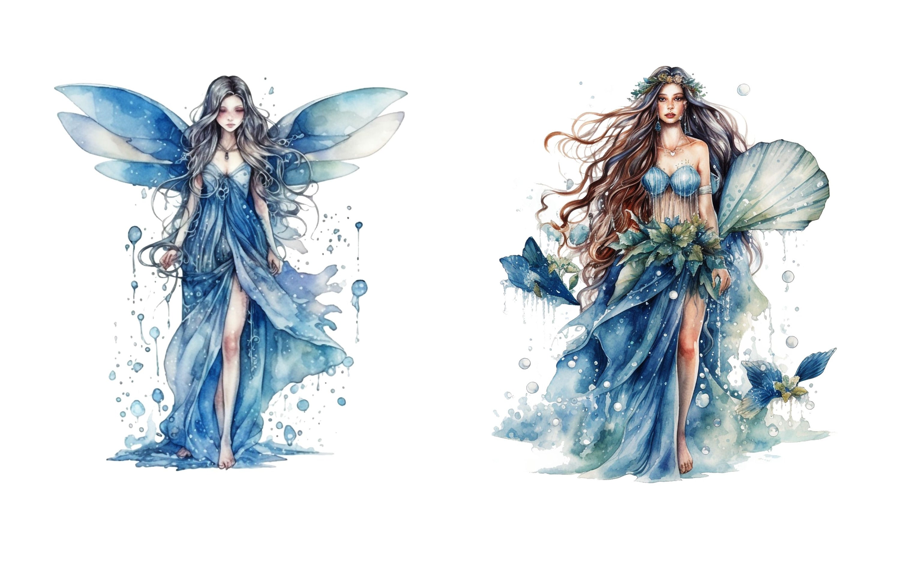Water Fairy Clipart PNG Blue Fairy Clipart Ocean Fairy PNG - Etsy