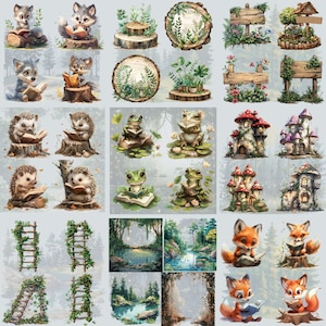 Boho Woodland Animals Watercolor Clipart Bundle | Card Making | Cute ...