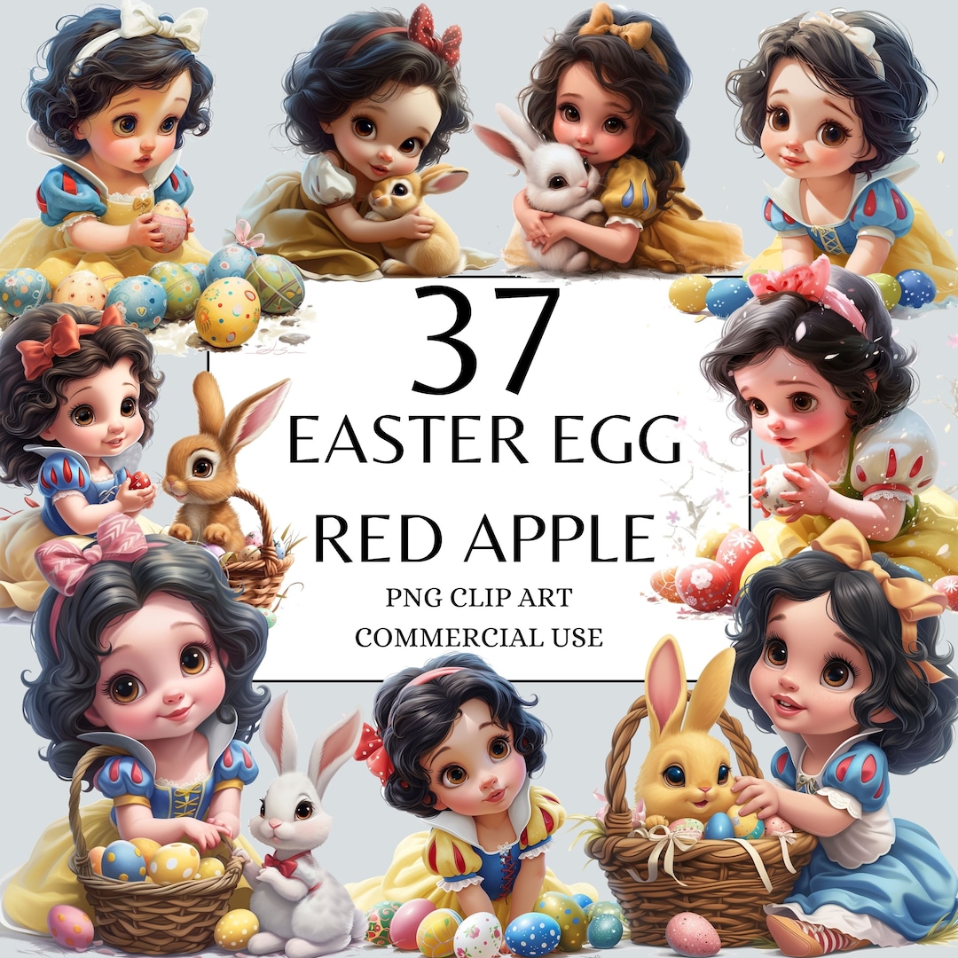 Easter Egg Baby Princess Clipart, Red Apple Princess PNG, Fairytale ...