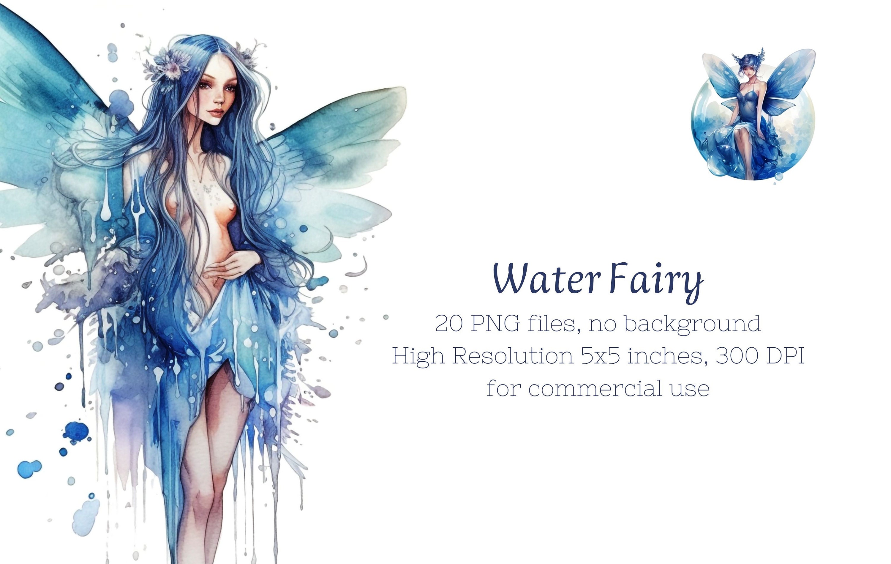Water Fairy Clipart PNG Blue Fairy Clipart Ocean Fairy PNG - Etsy