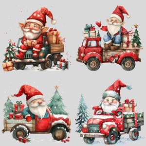 11 Santa and Christmas Truck Clipart Bundle for Digital Download and ...
