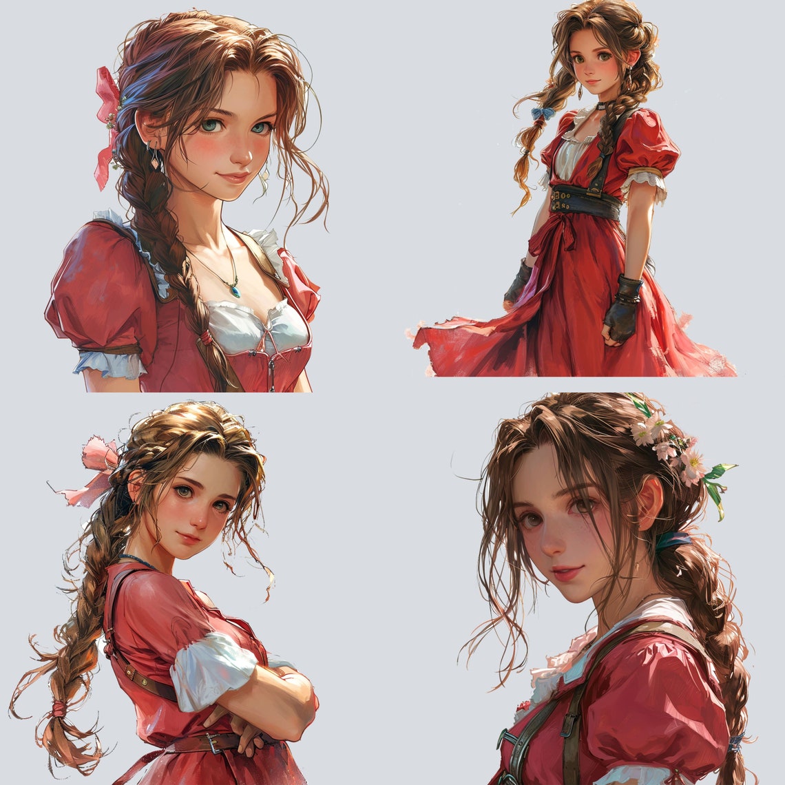 Aerith Clipart, Watercolor Aerith Clipart, Flower Girl Clipart, Yellow ...