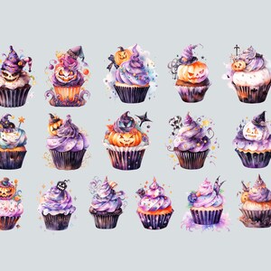 Halloween Cupcake Clipart Pumpkin Cupcake Watercolor Clipart Skull ...