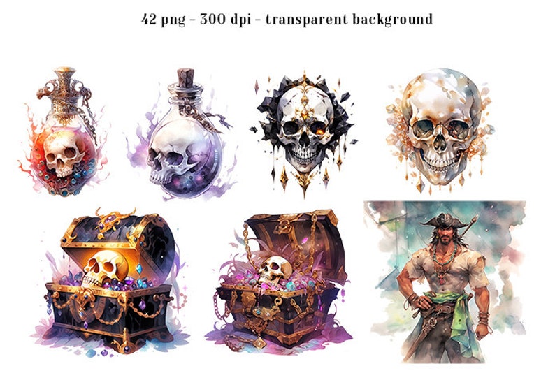 Pirate Clipart Watercolor Pirate Clipart Bundle Pirate Ship - Etsy