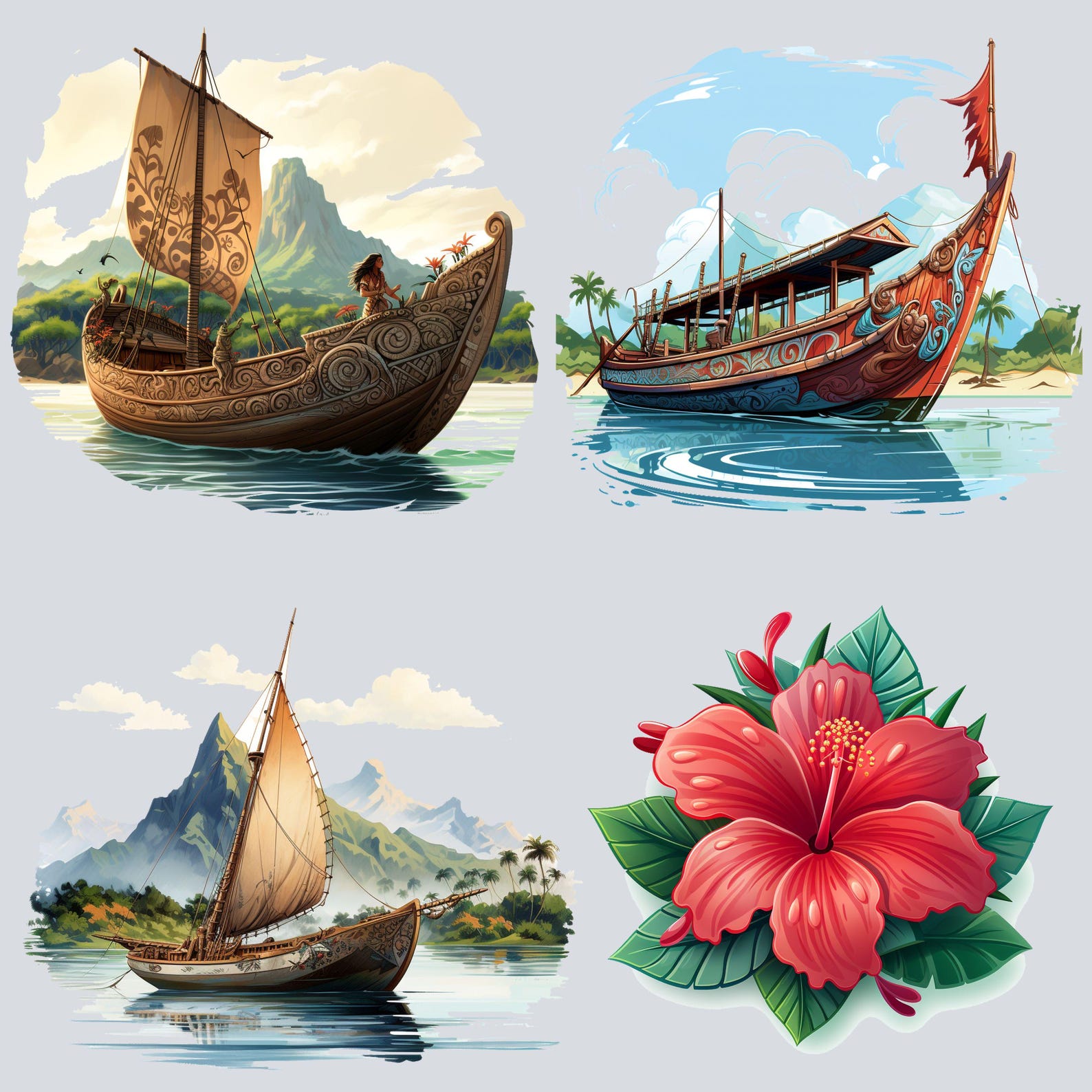 Polynesian Princess Clipart, Fantasy Princess PNG, Watercolor Fantasy ...