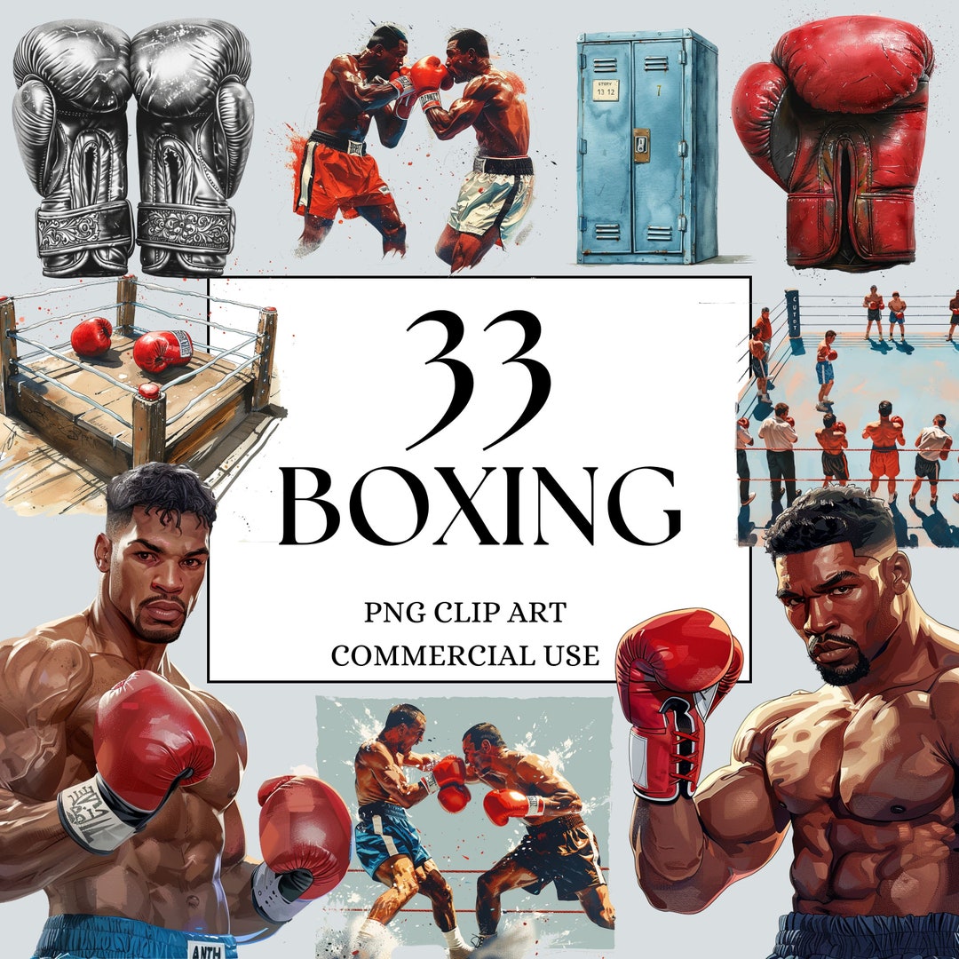 Boxing Clipart, MMA Clipart, Boxer Clipart Pack of 33 PNG With ...