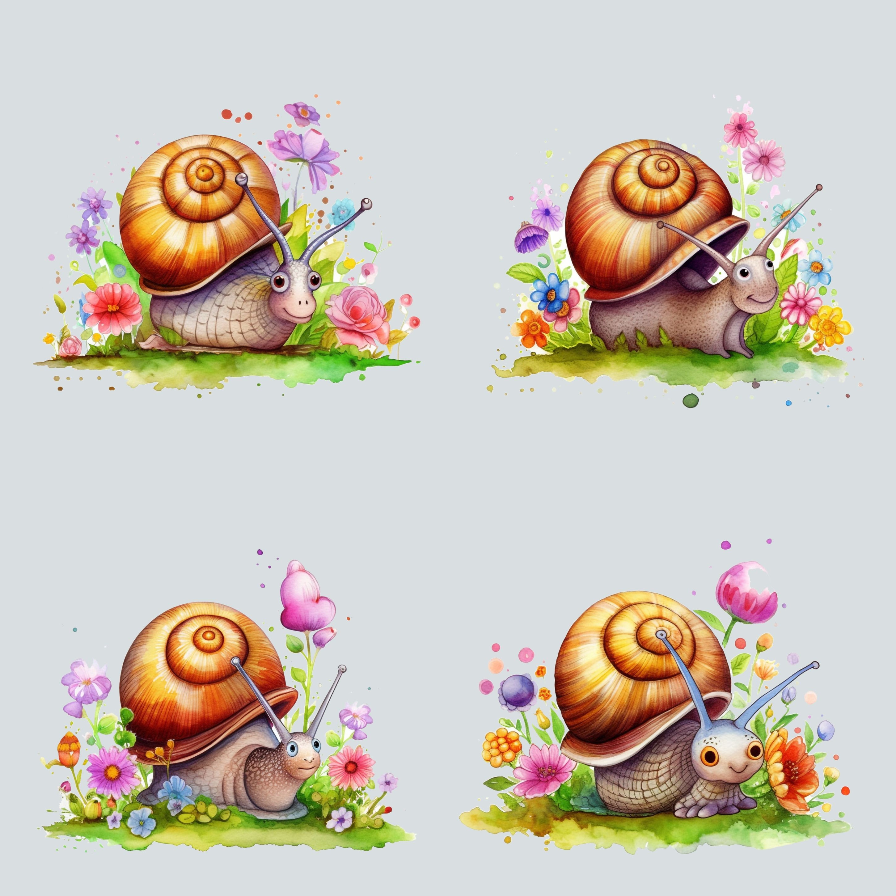 Funny Snail Clipart Watercolor Snail Clipart Snails PNG - Etsy