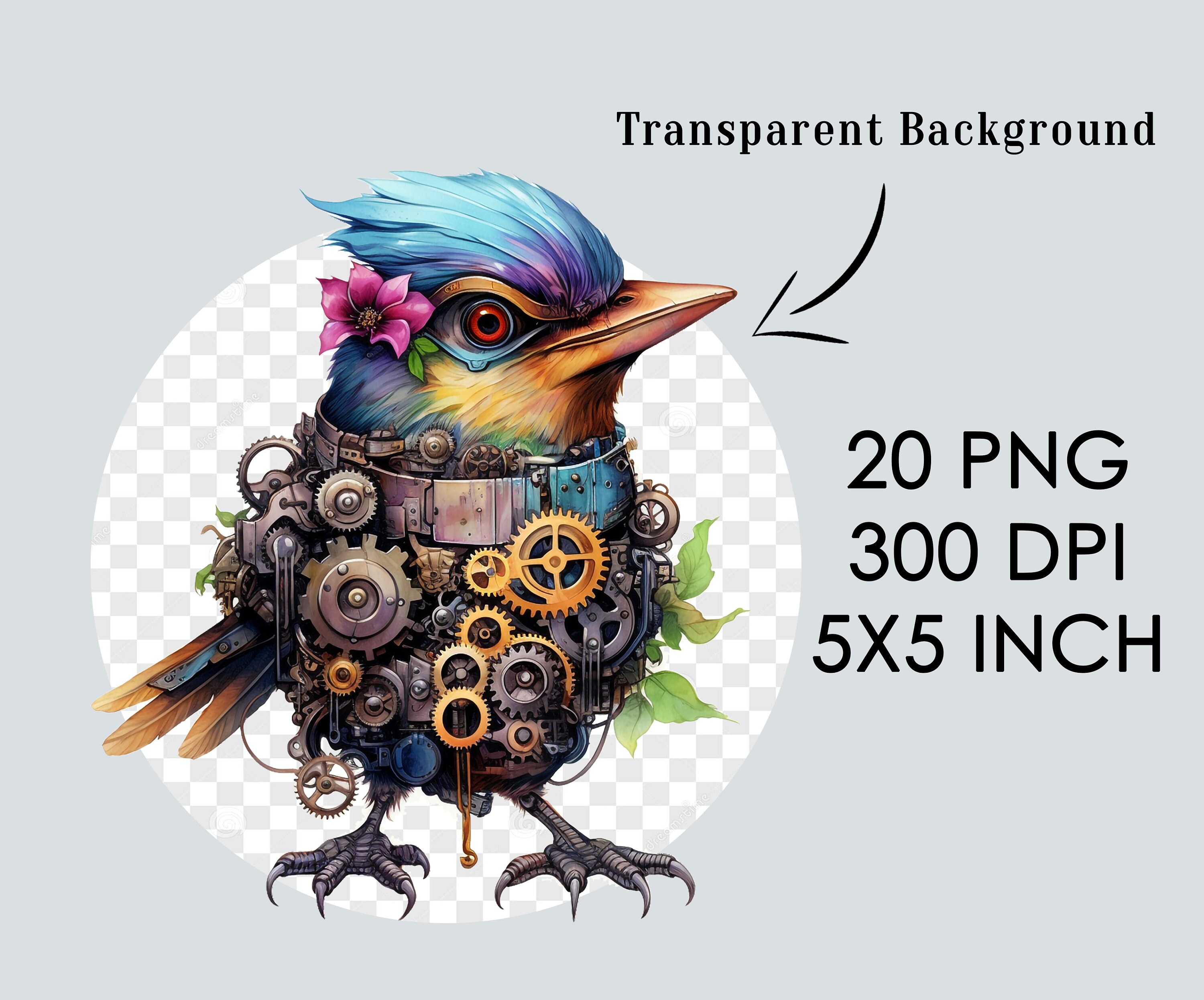 20 PNG Watercolor Steampunk Bird Clipart, Steampunk Bird Clip Art ...